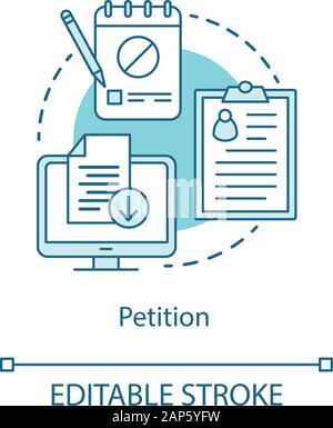 Petition linear icon. Thin line illustration. Text file with group of ...