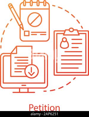 Petition linear icon. Thin line illustration. Text file with group of ...