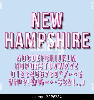 New Hampshire vintage 3d vector lettering. Retro bold font, typeface ...