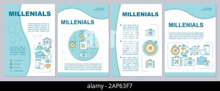 Millennials poster template layout. Age group. Core values and ...