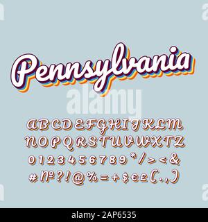 Pennsylvania vintage 3d vector lettering. Retro bold font, typeface ...