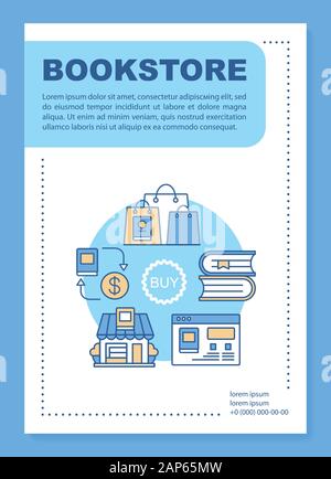 Bookshop poster template layout. Virtual library. Online book shopping ...