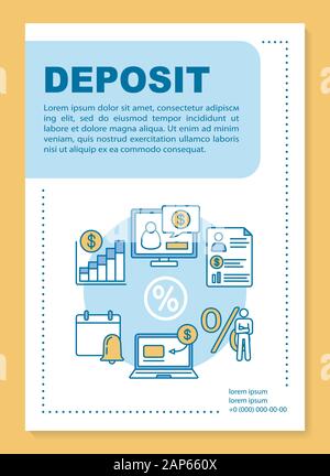 Deposit poster template layout. Savings and bank account management ...