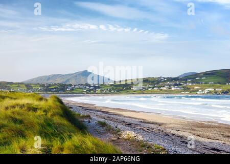 Pollan Bay, Donegal, Ireland. Two mile long sand beach strand and dunes ...