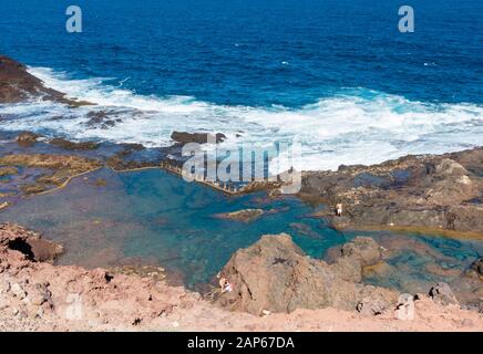 Natural swimming pools near Galdar on the rugged north coast of Gran ...