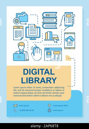 Bookshop poster template layout. Virtual library. Online book shopping ...