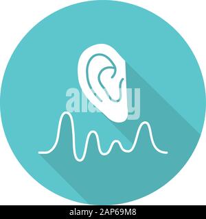 Acoustics glyph icon. Sound transmission and hearing effect. Physics ...