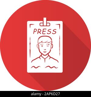 Press pass glyph icon. Journalist, reporter ID badge. Press ...