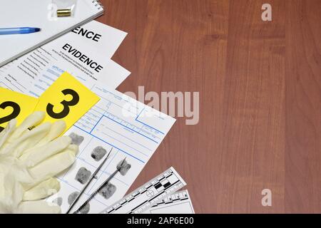 Paperwork during crime scene investigation process in csi laboratory ...