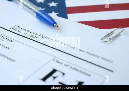 USCIS form I-20 Certificate of eligibility for nonimmigrant student ...