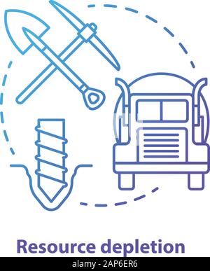 Resource depletion concept icon. Mining for fossil fuels and minerals ...