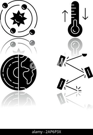 Geophysics glyph icon. Study of Earth crust and core. Physics branch ...