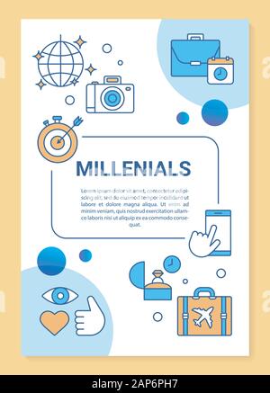 Millennials poster template layout. Age group. Core values and ...