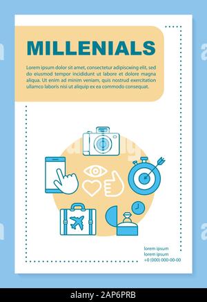 Millennials brochure template. Age group. Core values. Flyer, booklet ...