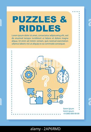Puzzles and riddles brochure template. Escape room flyer, booklet ...