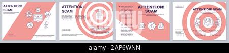 Attention scam brochure template. Fraud warning flyer, booklet, leaflet ...