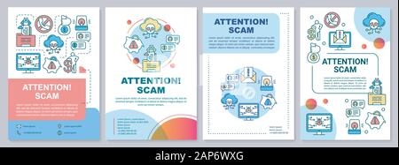 Attention scam article page vector template. Fraud warning brochure ...