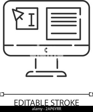 Professional proofreading service linear icon. Text editing, mistake correction. Document ...