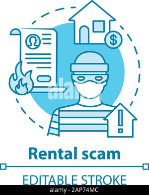 mortgage fraud line icon, outline symbol, vector illustration, concept ...