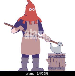 Executioner with axe, illustration, vector on white background Stock ...