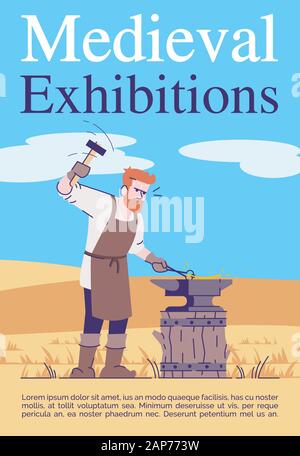 Medieval cosplay brochure template. Costume party flyer, booklet ...