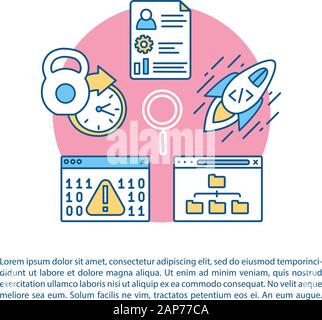 Software testing text concept with bug control symbols flat vector ...