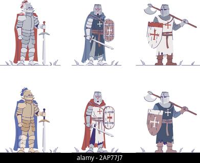 Medieval people flat vector illustrations set. Historical peasants ...
