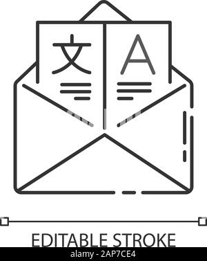 Language translation services linear icon. Interpretation agency ...