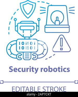 Future with robots blue gradient concept icon. Robotics in society idea ...