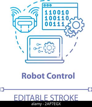 Artificial intelligence for robotics blue gradient concept icon. Smart ...