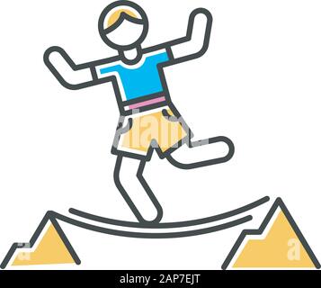 Slacklining isolated cartoon vector illustration. Teenage girl walking ...