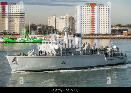 HMS Cattistock (M31), a Hunt-class minesweeper of the Royal Navy Stock ...