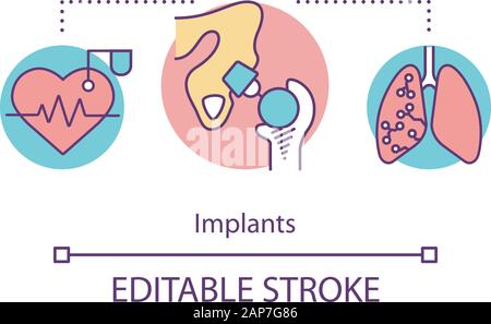 Biocompatible implants linear icon. Artificial joint. Biological ...