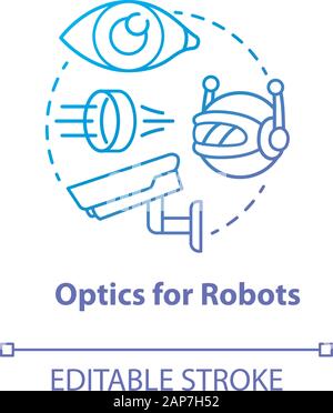 Future with robots blue gradient concept icon. Robotics in society idea ...