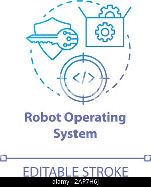 Robot operating system blue gradient concept icon. Robotics secured ...