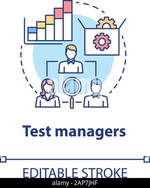Test managers concept icon. Software development idea thin line ...