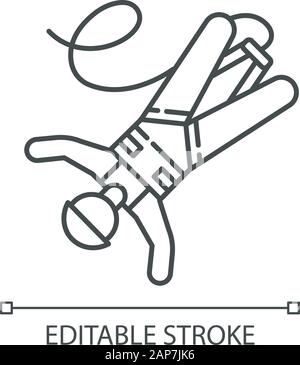 Bungee jumping outline vector icon. Thin line black bungee jumping icon ...