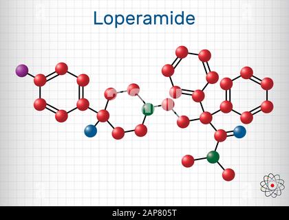 Loperamide, long-acting synthetic antidiarrheal molecule. Structural ...