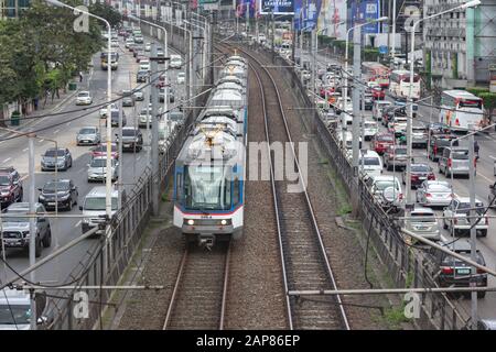 Manila, Philippines - January, 20, 2020: Heavy traffic, many cars and ...