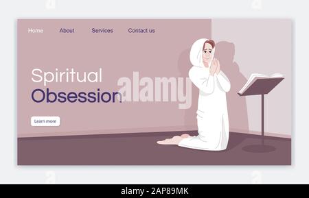 Religious obsession flat vector illustration. Spiritual dependence ...