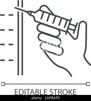 Intramuscular injection linear icon. Thin line illustration. Buttock ...