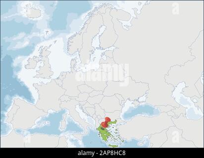 Location map of the HELLENIC REPUBLIC OF GREECE, EUROPE Stock Vector ...