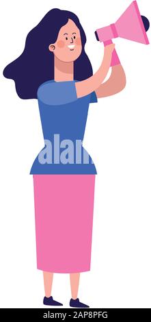 cartoon woman using megaphone icon, colorful design Stock Vector Image ...