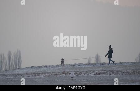 Bisingen, Germany. 22nd Jan, 2020. Fog rises in front of Hohenzollern ...