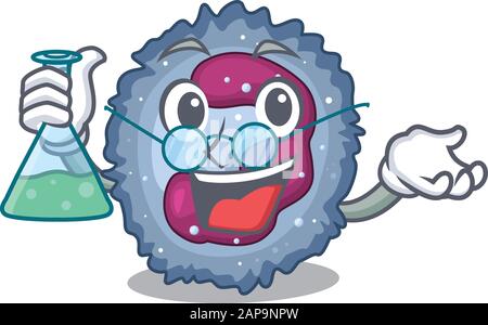 Smart Professor monocyte cell cartoon character with glass tube Stock ...
