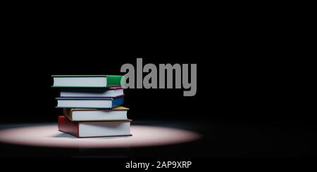 Stack of Colored Books Spotlighted on Black Background with Copy Space ...