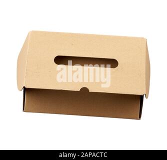 closed brown rectangular cardboard box for transporting goods isolated ...