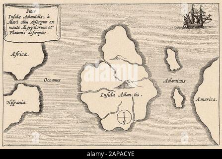 Athanasius Kircher's map of Atlantis, in the middle of the Atlantic ...