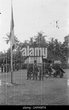 Swearing. Knil troops are in office. Three soldiers are standing by a ...