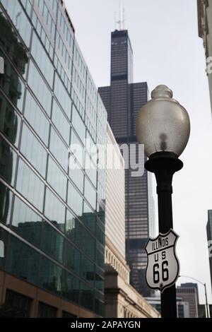 the start of route 66 in chicago illinois Stock Photo - Alamy